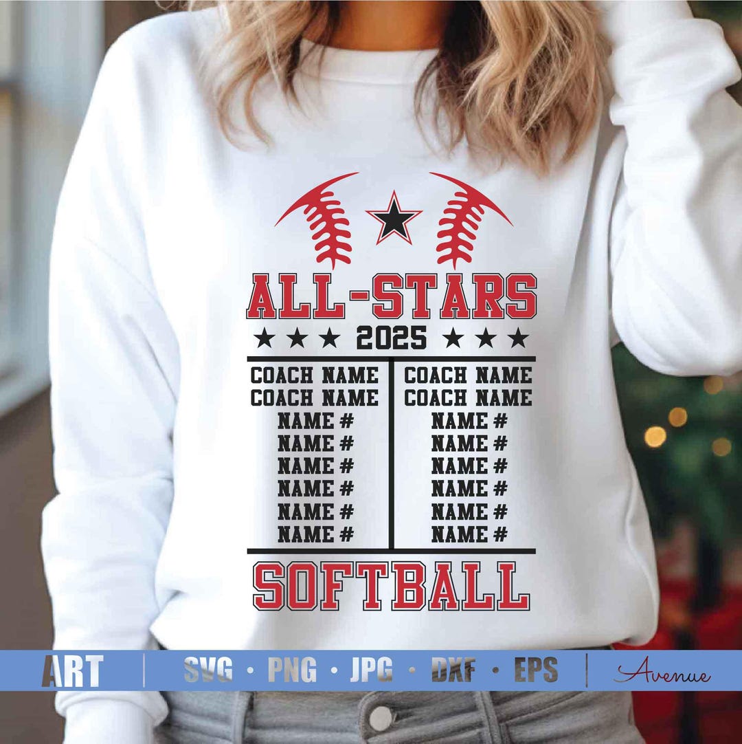 All Stars Softball SVG PNG, Personalized Name, Softball Svg, Softball ...