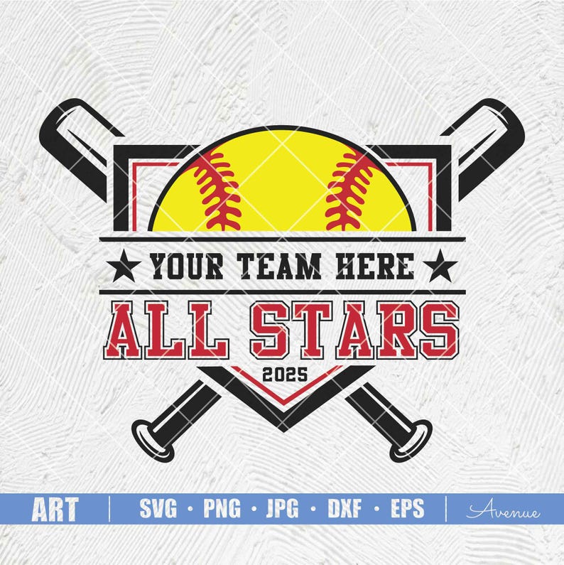 All Stars Softball SVG PNG: Allstars Template, Softball Mom (digital ...
