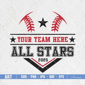 All Stars Baseball Team SVG: Mascot Template (digital Download) - Etsy