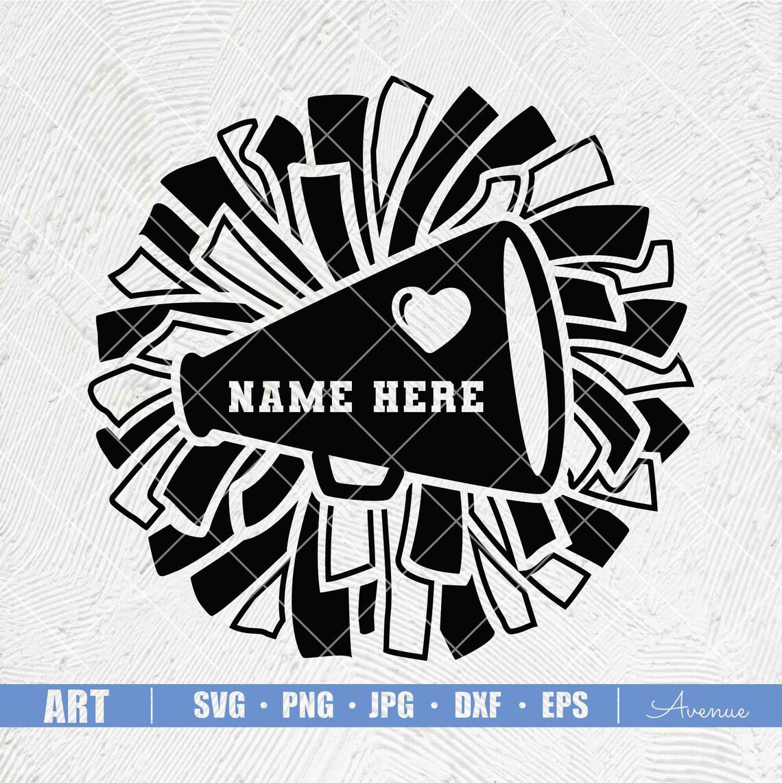 Cheerleader Monogram SVG: Pom Pom & Megaphone - Custom Name (digital ...