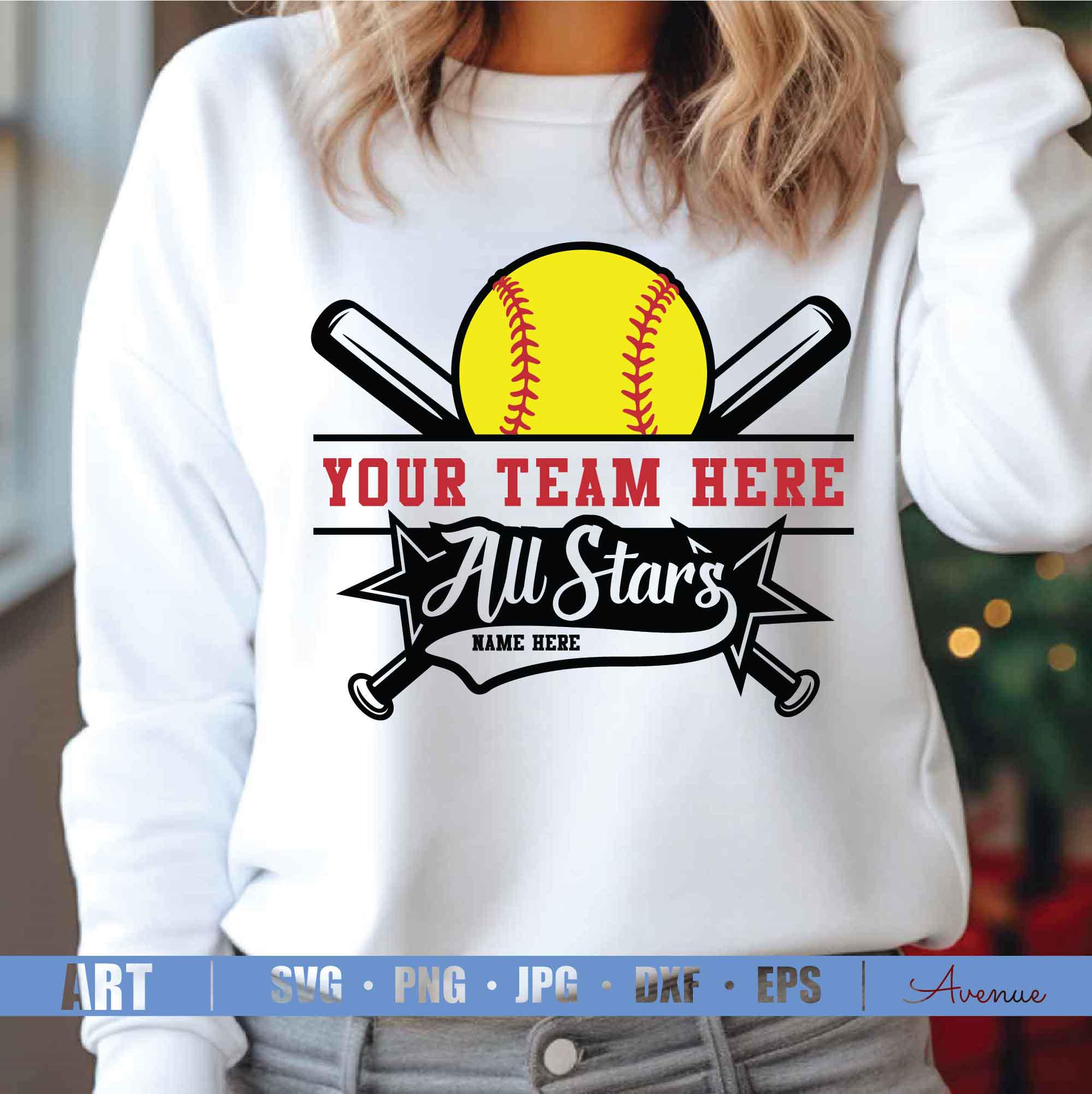All Stars Softball SVG PNG, Allstars Template, Softball Svg, Softball ...