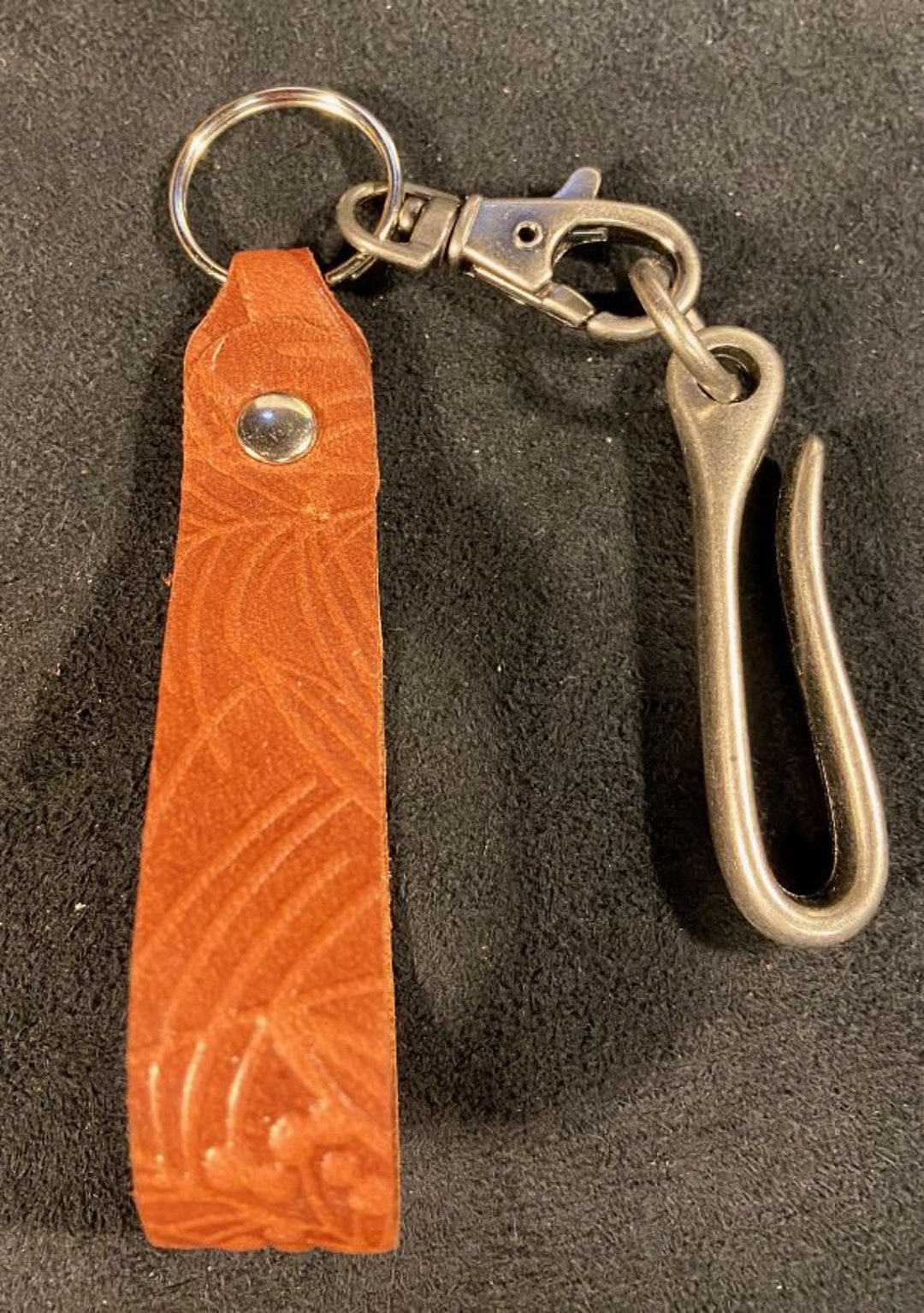 Brick Color Embossed LEATHER Key FOB W/snap Swivel & Belt Hook - Etsy