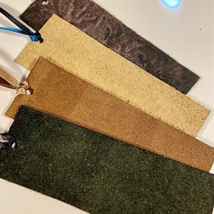 Set of 4,old World Patterns LEATHER Bookmarks W/satin Ribon Tails - Etsy