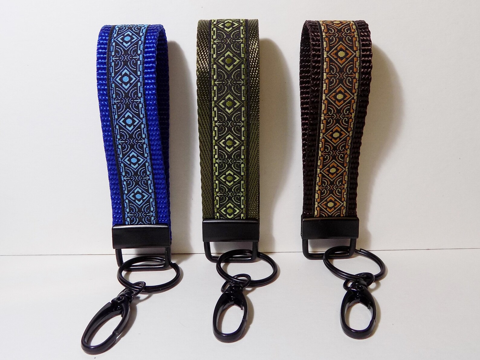 Set of 3 Mid-length Fobs, Celtic Inspired,jacquard Trimmed Blue,green ...