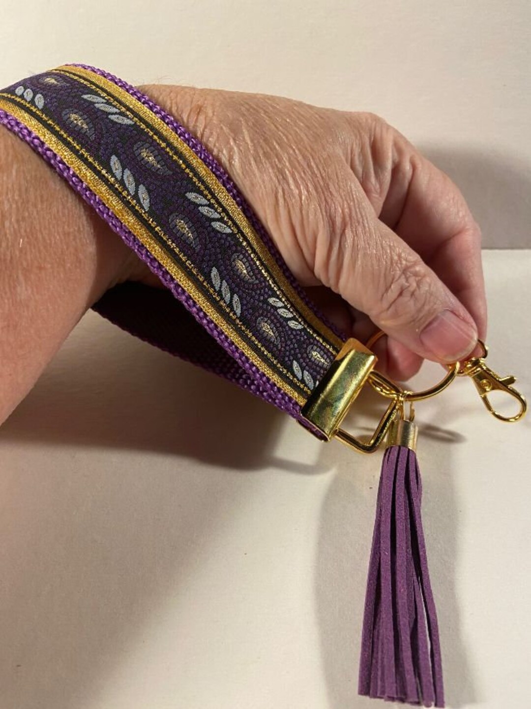 Deep Purple and Gold 3-layer Key Wristlet W/tassel & Snap Hook - Etsy