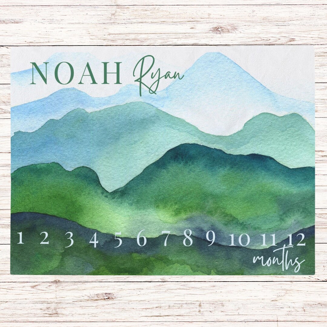 Mountain Milestone Blanket, Month Milestones Baby Boy Girl, Age Blanket ...