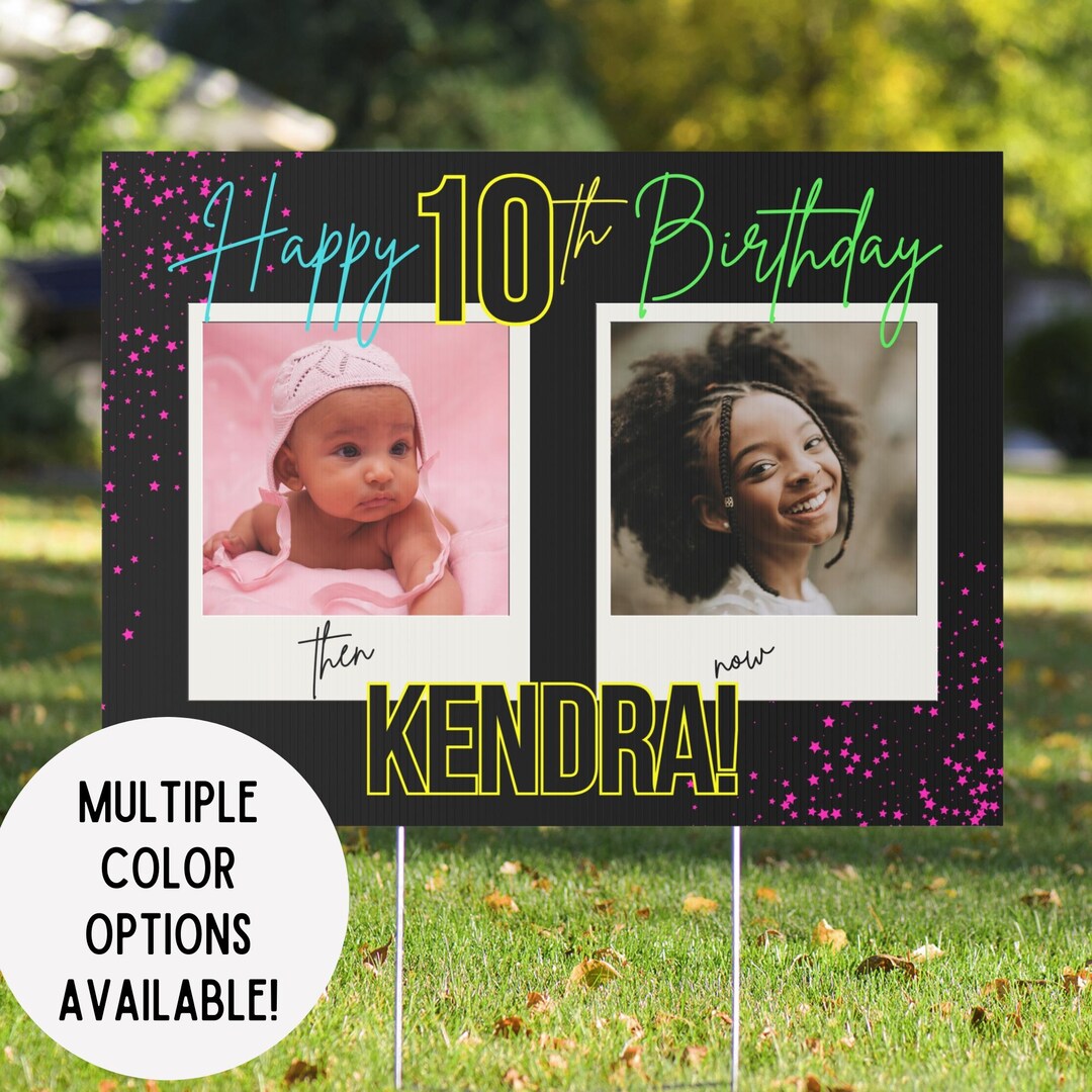 Happy 10th Birthday Yard Sign, Happy 10th Birthday Sign, Double Digits ...