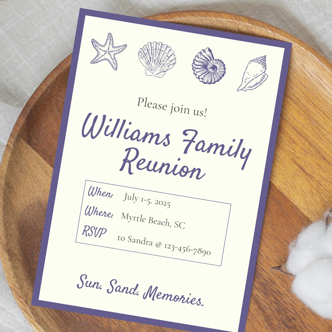 Beach Family Reunion Invitation Digital, Family Reunion Invitation ...