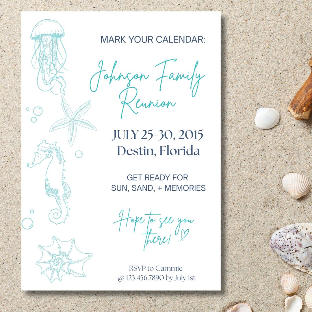 Beach Family Reunion Invitation Digital, Family Reunion Invitation ...
