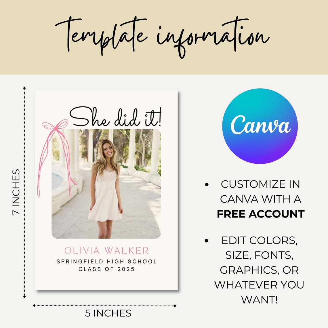 She Did It Graduation Invitation Editable, Pink Graduation Invitation ...