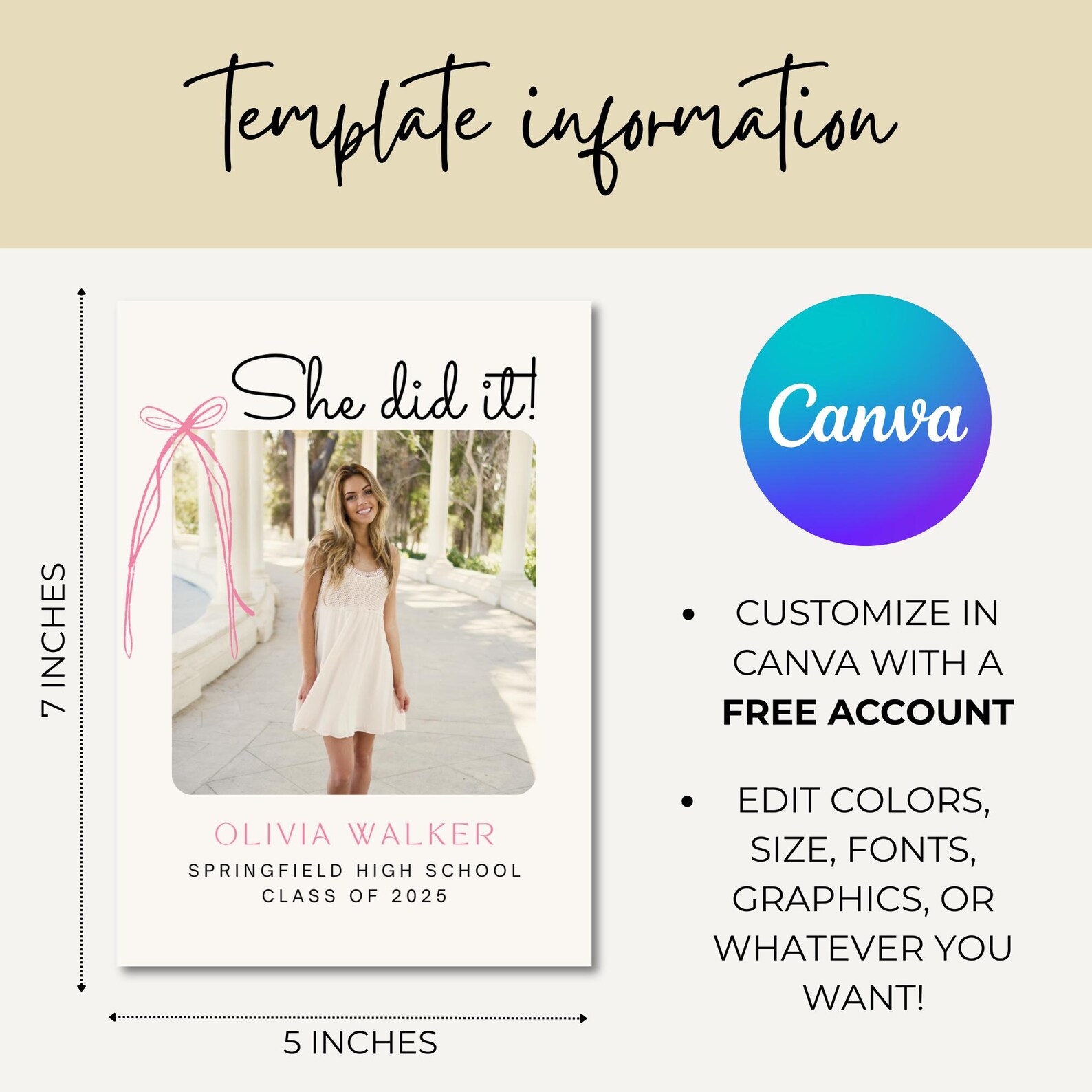 She Did It Graduation Invitation Editable, Pink Graduation Invitation ...