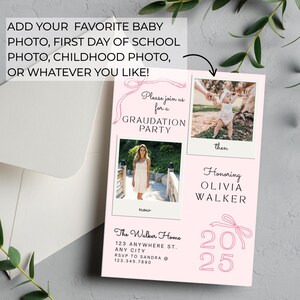 She Did It Graduation Invitation Editable, Pink Graduation Invitation ...