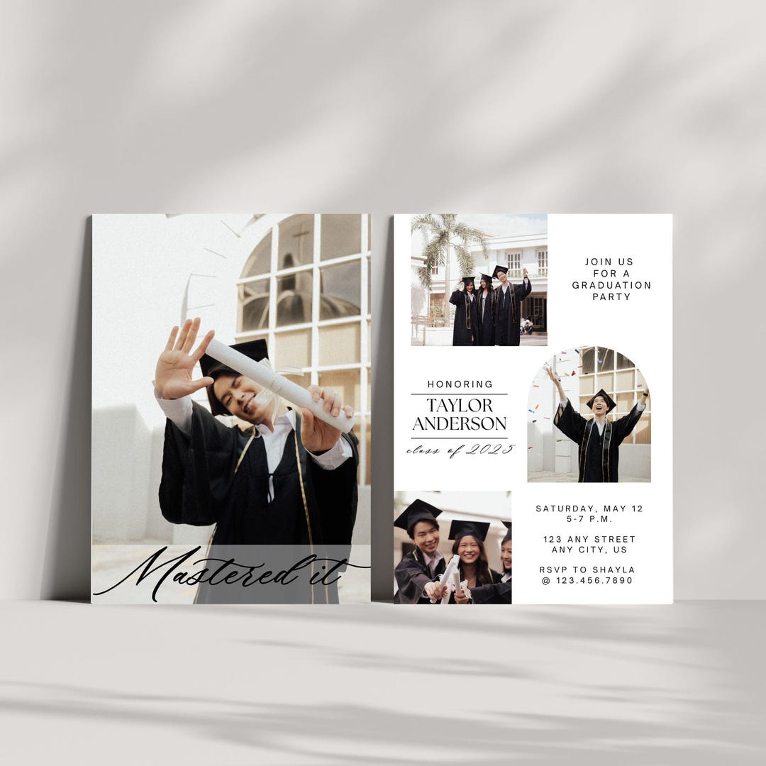 Masters Graduation Invitation Template, Mastered It Invitation Editable ...