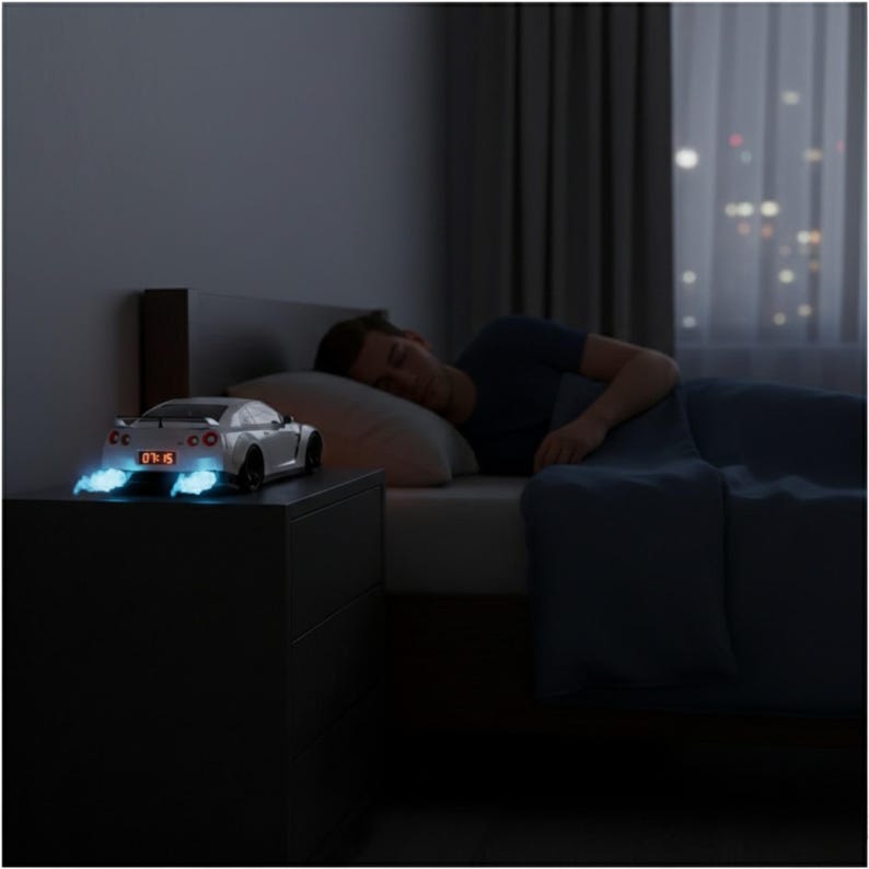 Supercar Alarm Clock With Realistic Engine Sound, LED Headlights ...