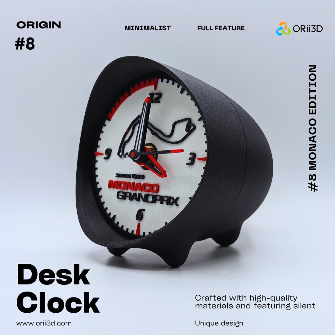 Monaco GP Desk Clock | F1-themed Circuit Decoration | Silent Monte ...