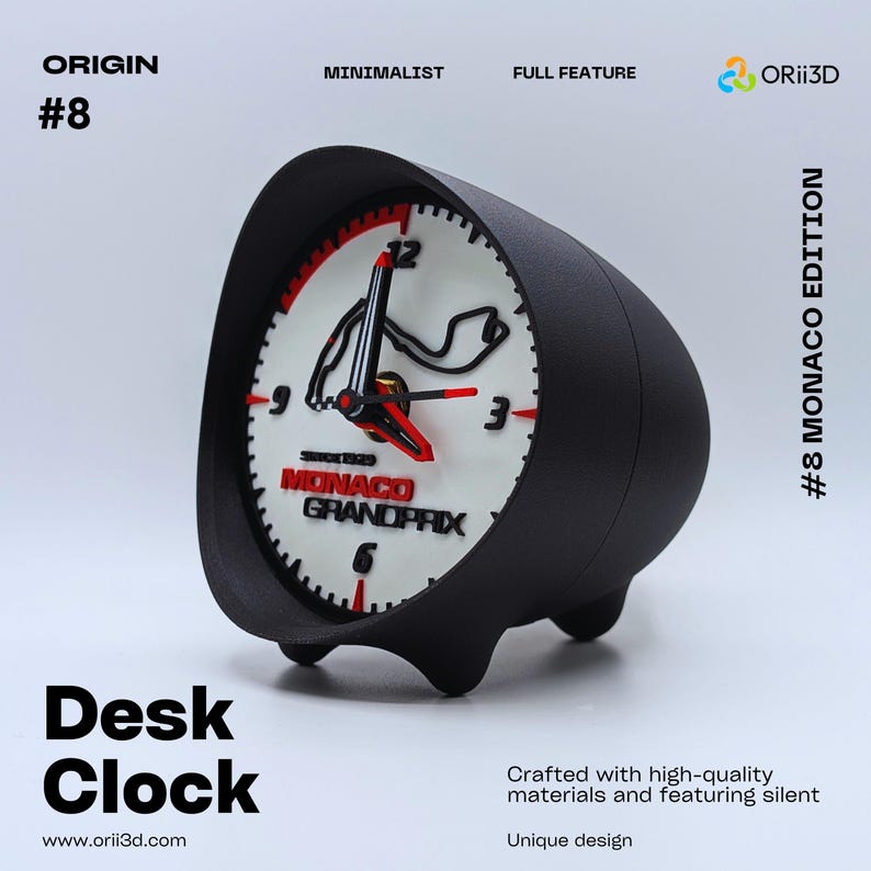 Monaco GP Desk Clock | F1-themed Circuit Decoration | Silent Monte ...