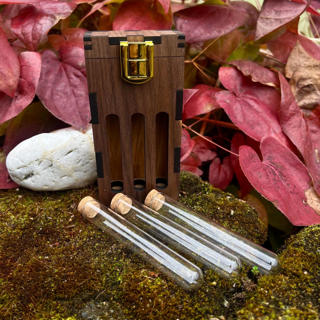 Wooden Stash Case With Glass Tubes - Etsy