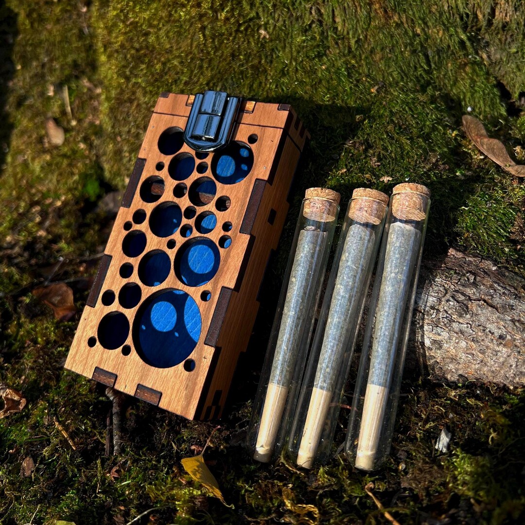 Wooden Stash Case With Glass Tubes - Etsy
