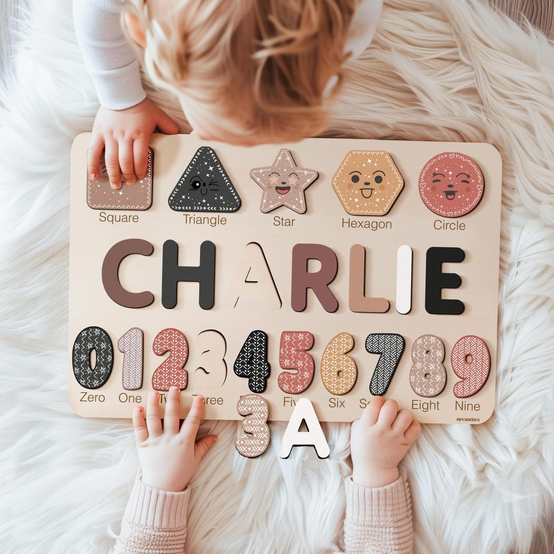 Wooden Busy Board Puzzle, Personalized Name Puzzle Toy, Baby Girl Gift ...