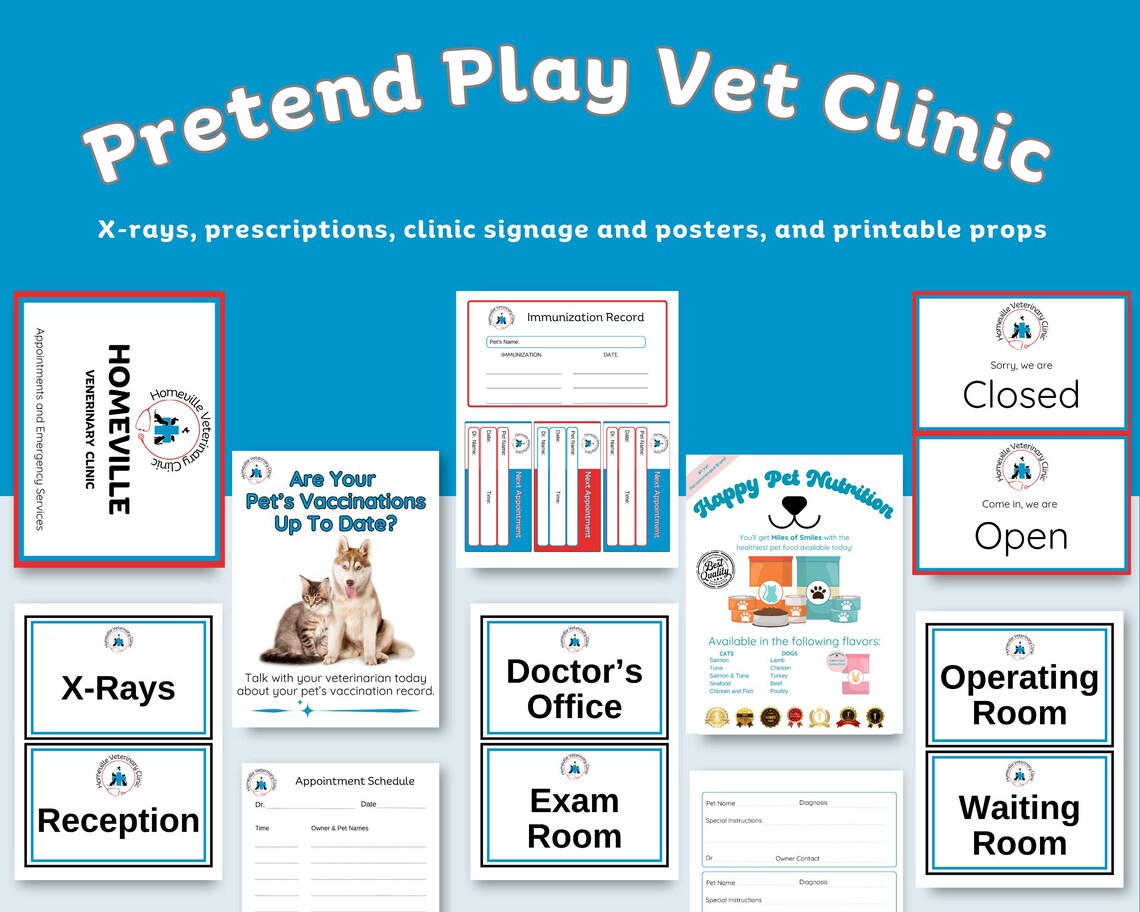 Printable Pretend Play Set: Veterinarian Clinic - Etsy