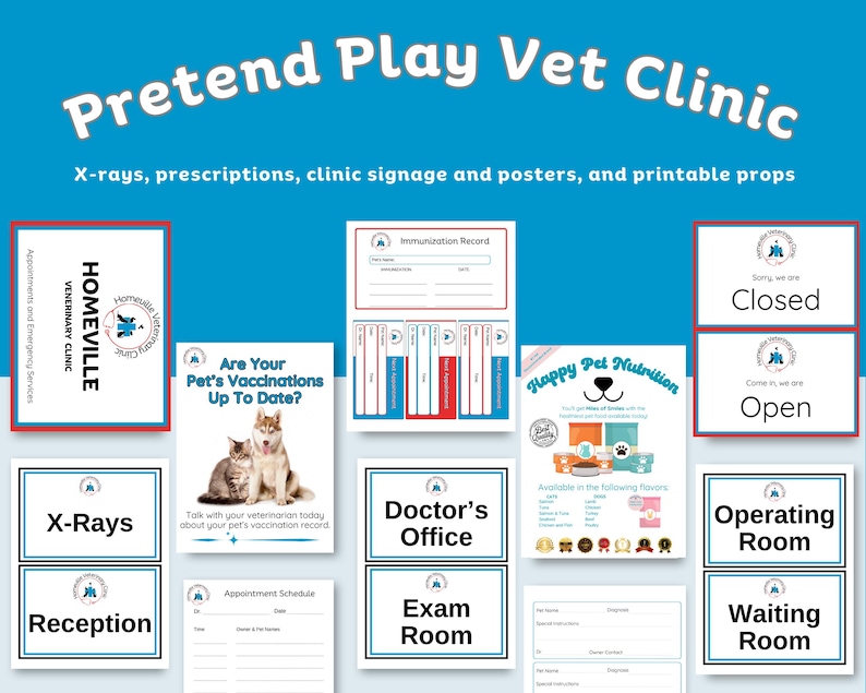 Printable Pretend Play Set: Veterinarian Clinic - Etsy
