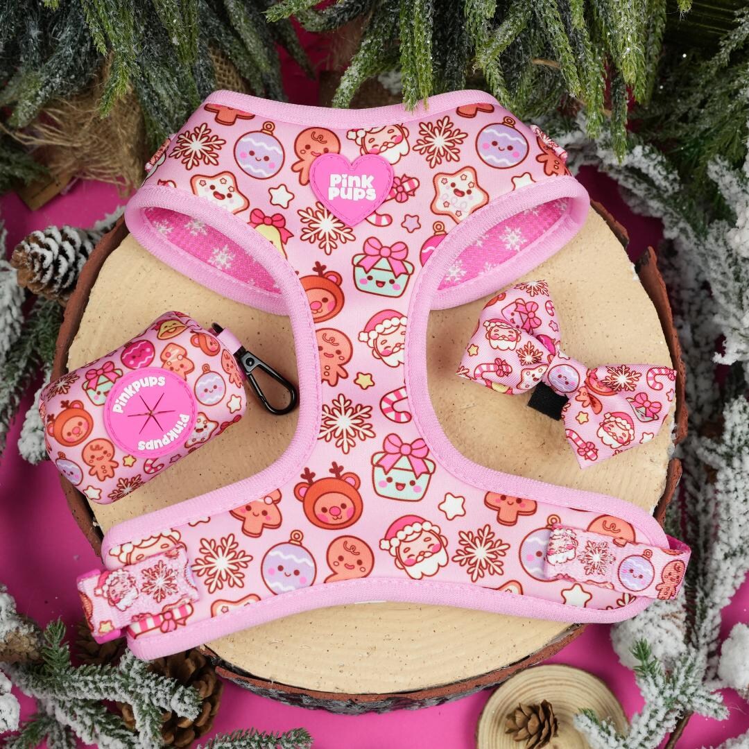 Merry Pinkmas Adjustable Christmas Dog Harness, Pink Festive Print - Etsy