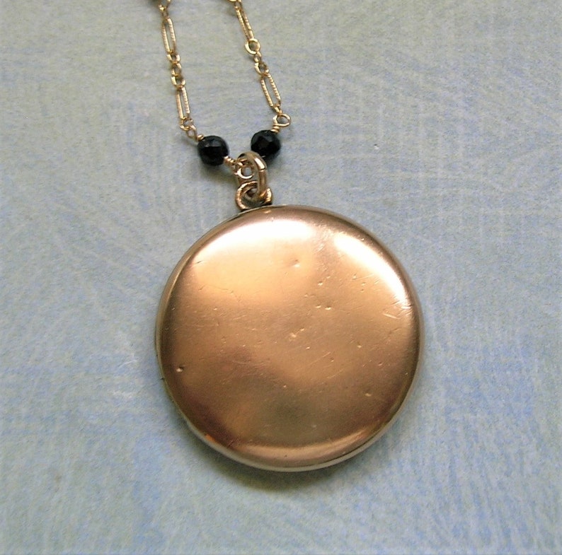 Antique Edwardian Gold Filled Locket Necklace Wire Wrapped With Black ...