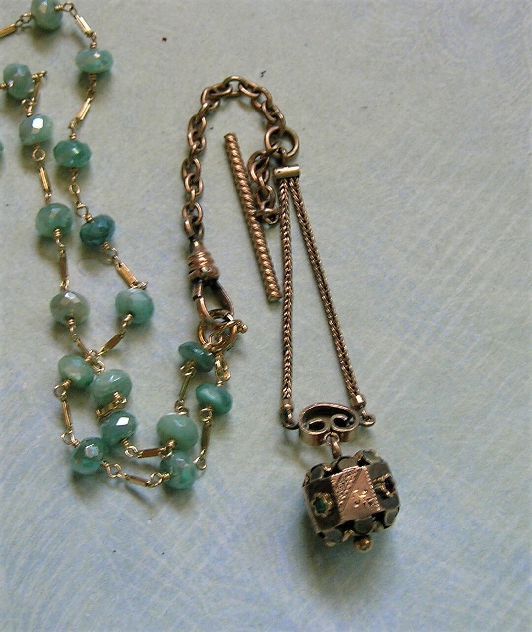 Antique Ladies' Fob Chain Necklace Wire Wrapped With Moonstone ...