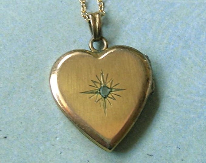 Vintage 1940's Sweetheart Locket Necklace With Diamond, Vintage Hayward ...