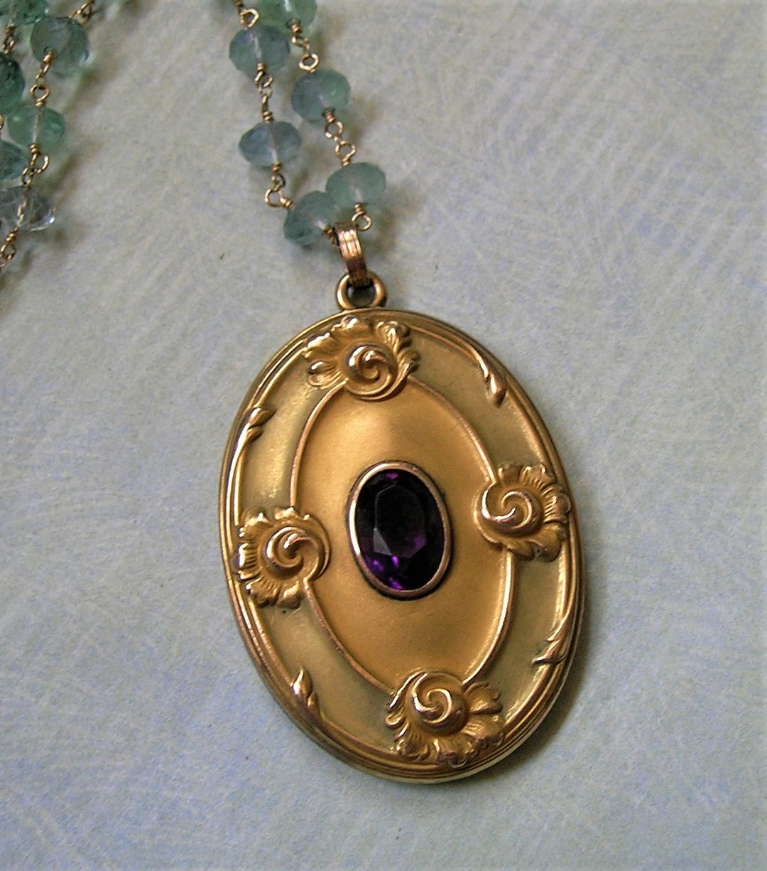 Antique Victorian CQ&R Locket Necklace, Gold Filled Locket Necklace ...