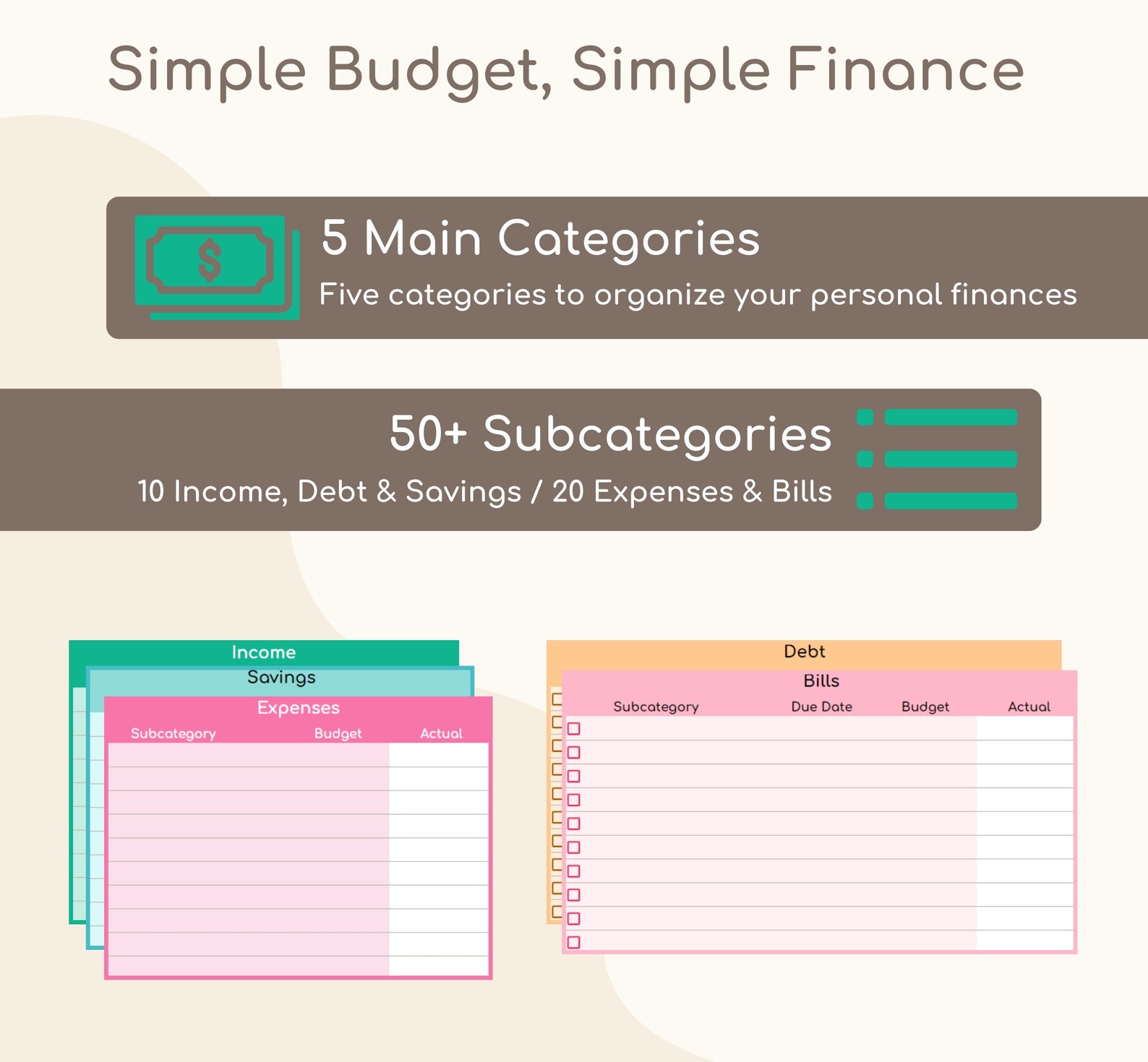 Simple Monthly Budget Planner for Google Sheets Monthly Budget ...