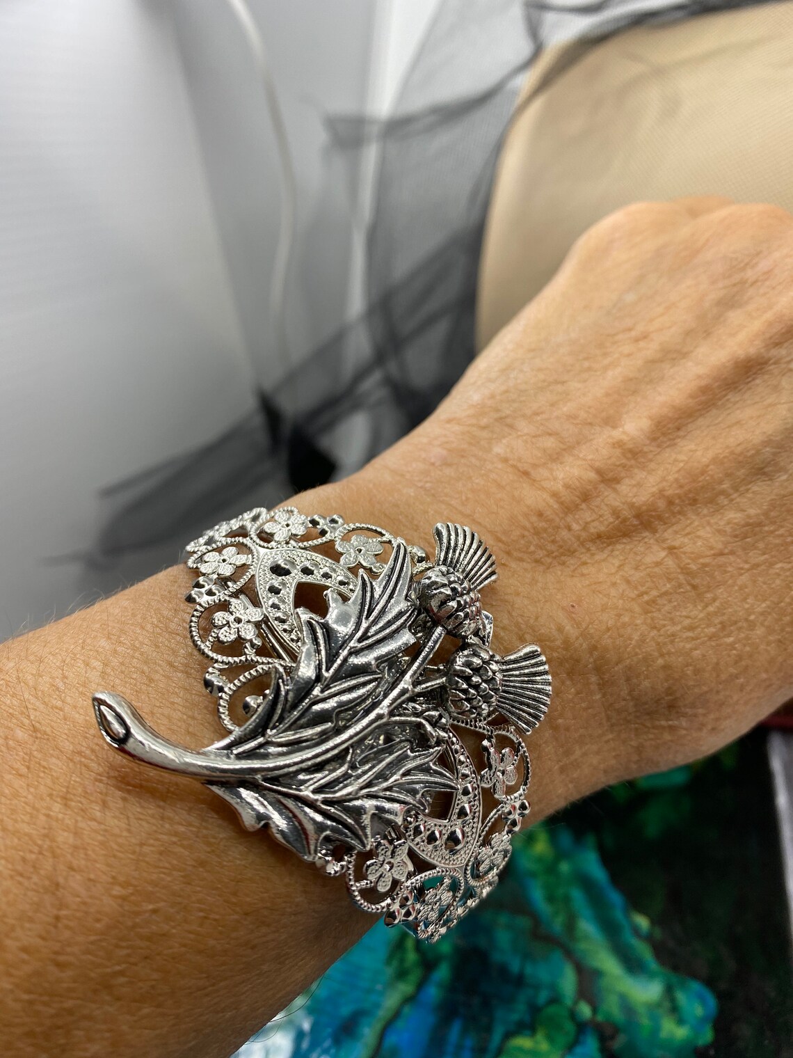 Scottish Thistle Cuff Outlander Jewelry Silver Cuff Bracelet - Etsy