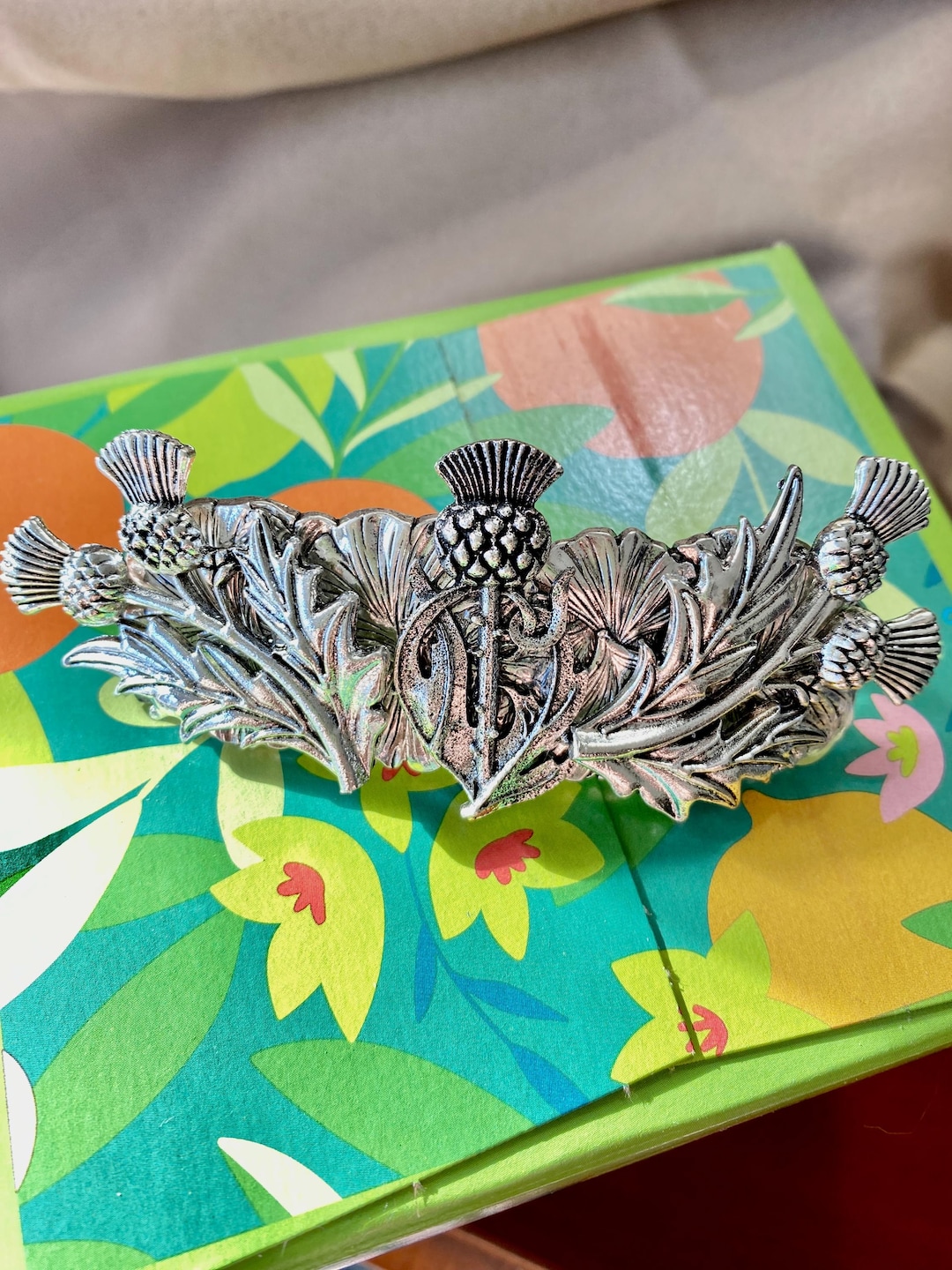 Vintage Scottish Thistle Hair Clip: Silver Celtic Barrette - Etsy