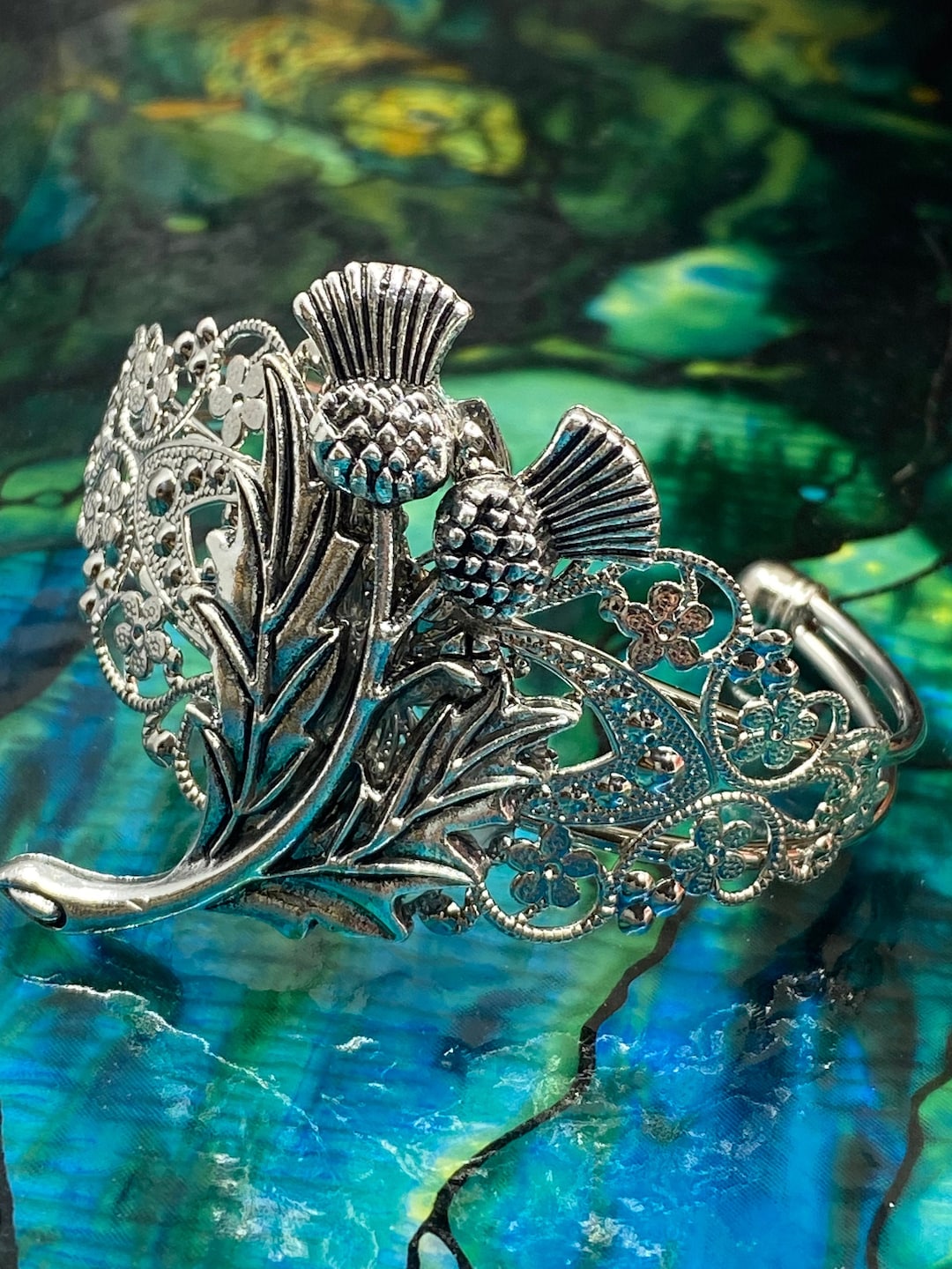 Scottish Thistle Cuff: Silver Plated Outlander Bracelet - Etsy Canada