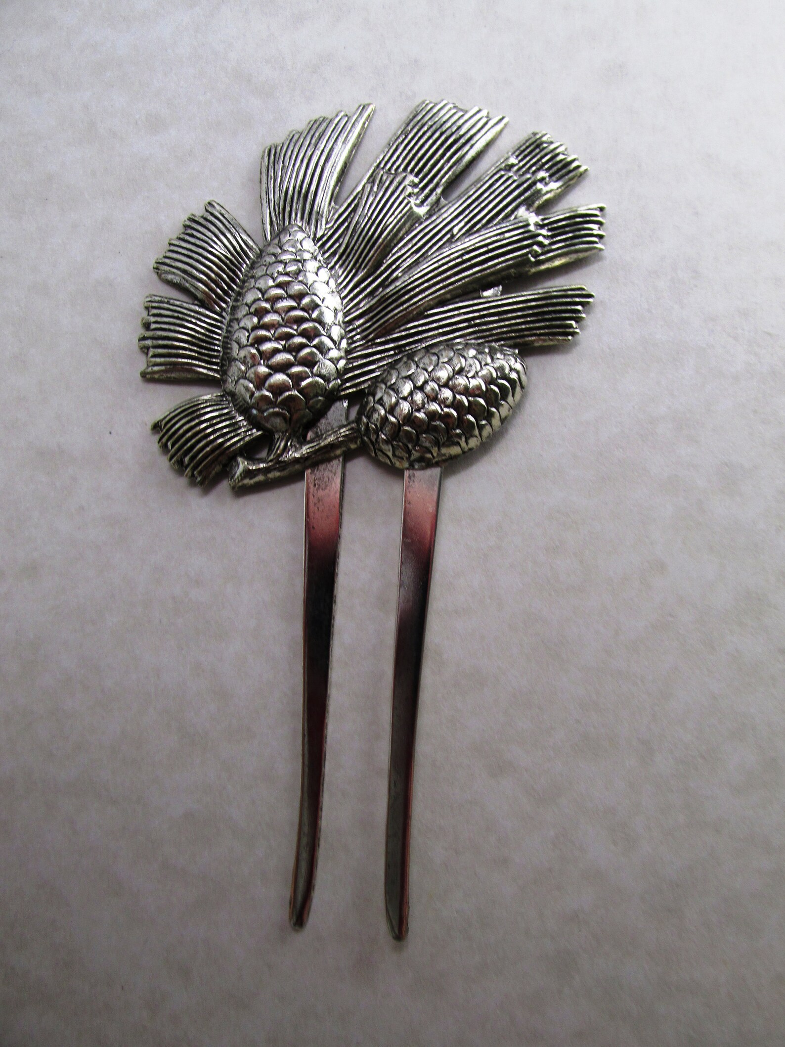 Pine Cone Hair Comb Vintage Hair Combs Pine Burrs Long Silver - Etsy