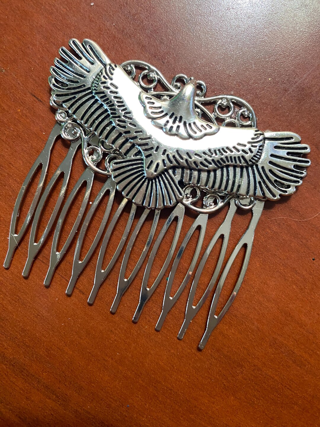 Silver Eagle Hair Comb: Soaring Hawk, Handcrafted - Etsy