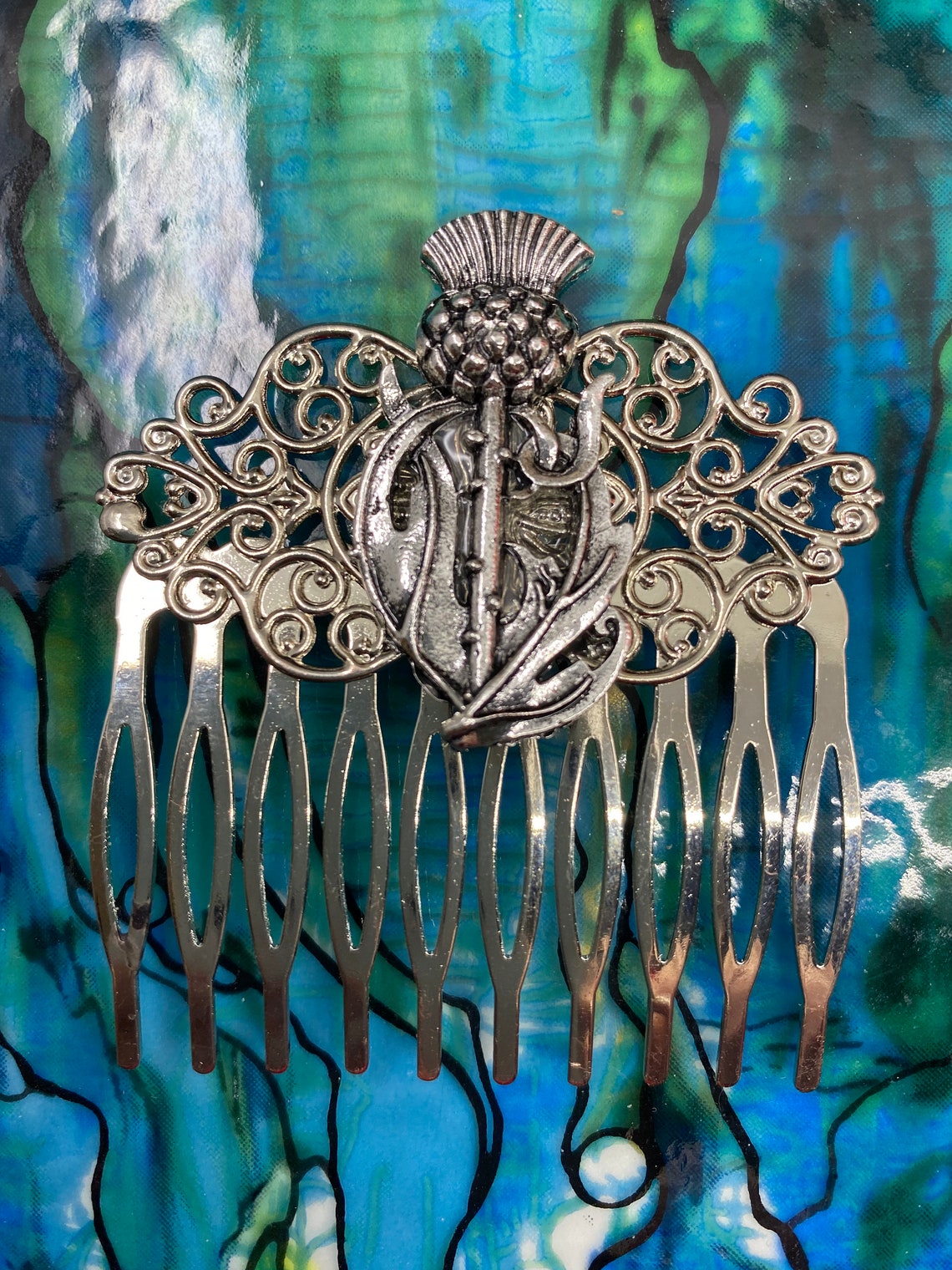 Scottish Thistle Hair Comb Decorative Hair Combs Simple Thistle Combs ...