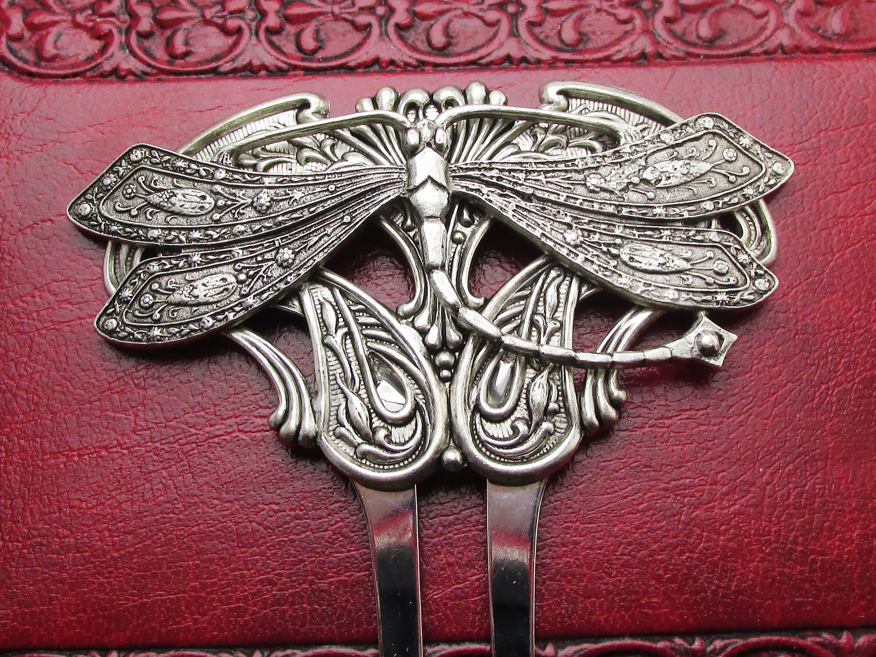 Dragonfly Hair Comb Decorative Hair Combs Large Dragonfly Art Nouveau ...