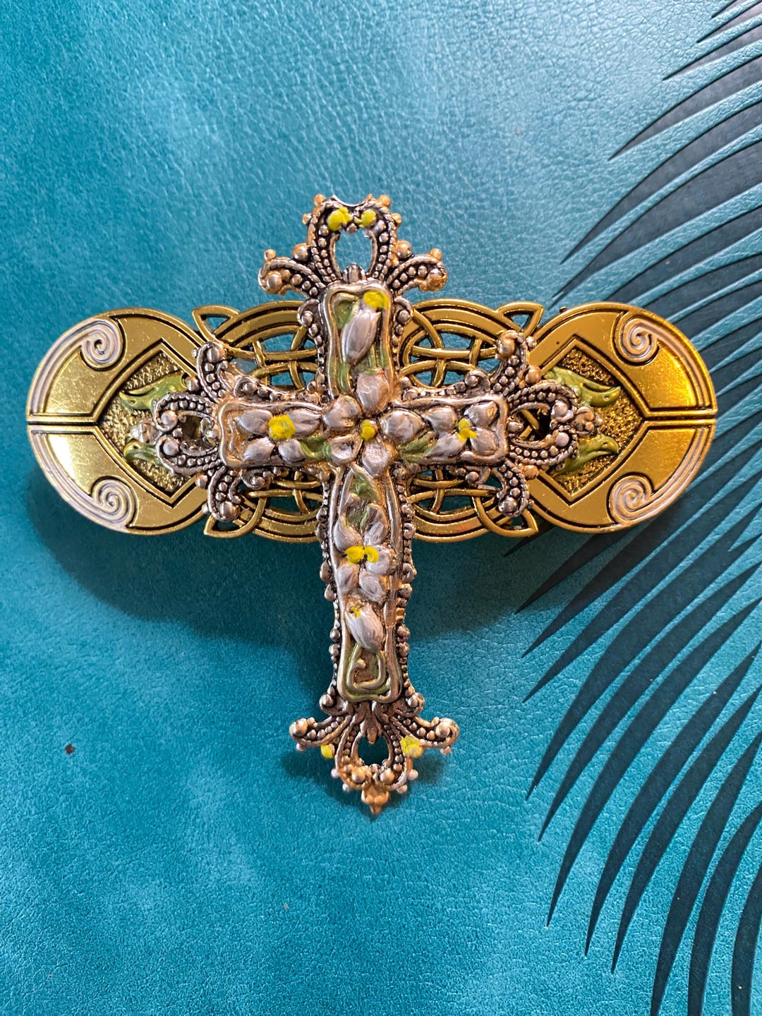 Ornate Cross Hair Clip: Antique Gold Plated, Gothic Style,bridal ...