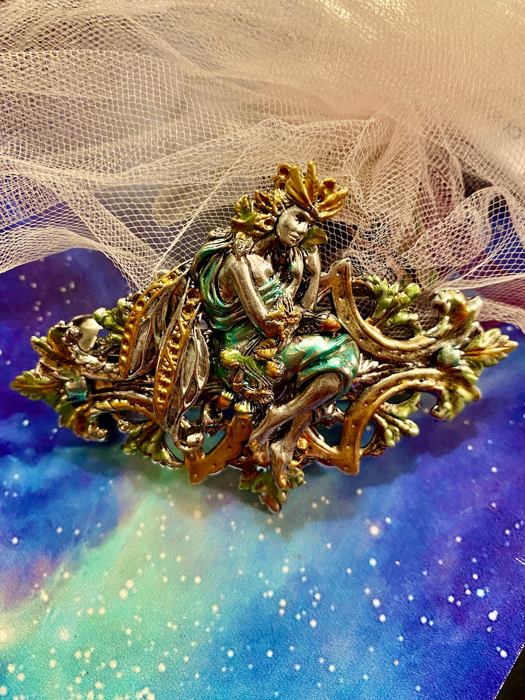 Art Deco Hair Clips Art Nouveau Lady Silver Hair Clip Gentile and ...