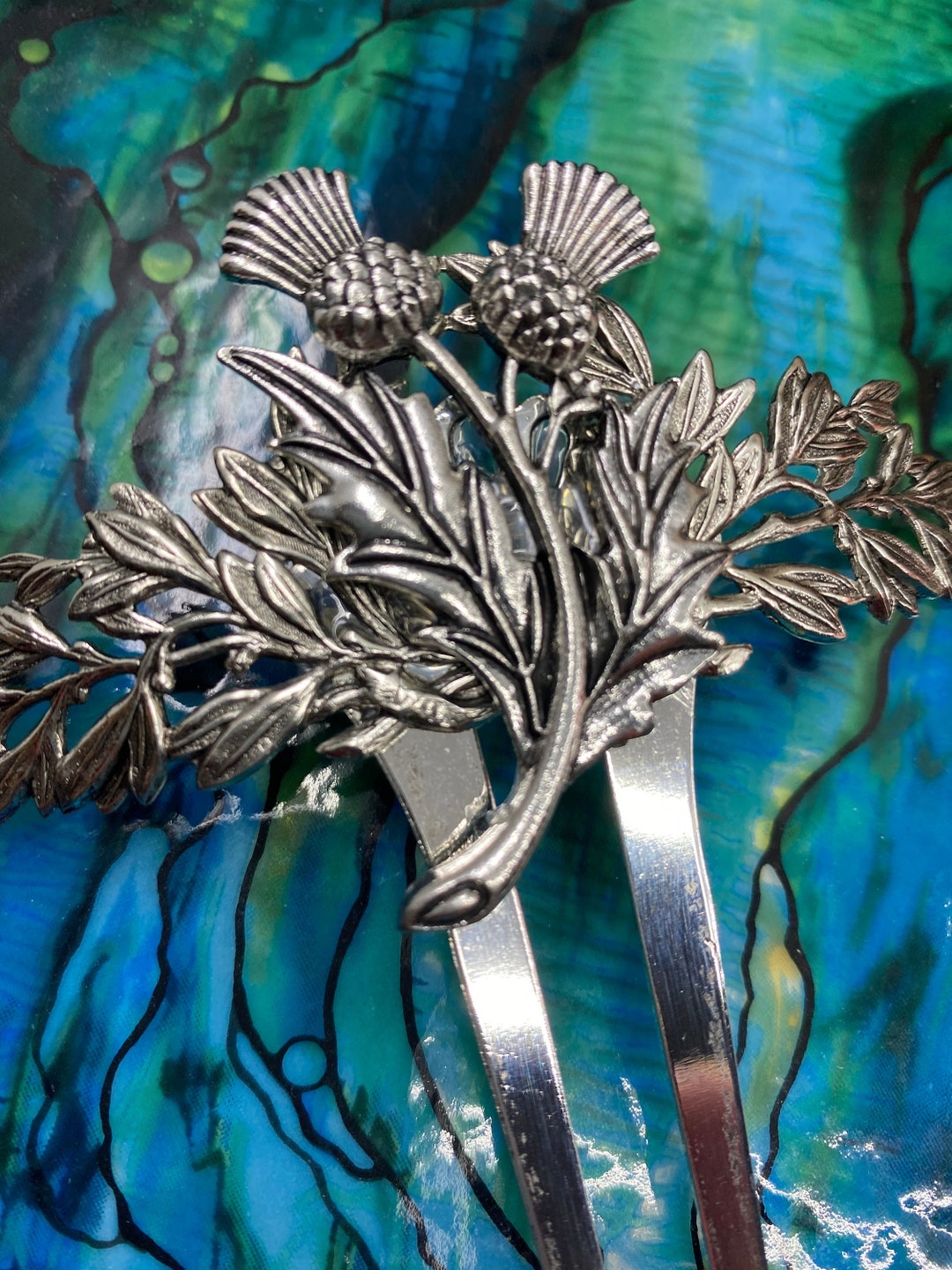 Scottish Thistle Hair Comb: Antique Silver Wedding Hair Accessory - Etsy