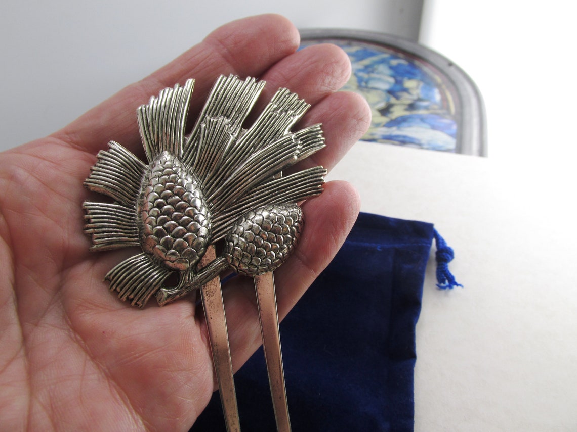 Pine Cone Hair Comb Vintage Hair Combs Pine Burrs Long Silver - Etsy