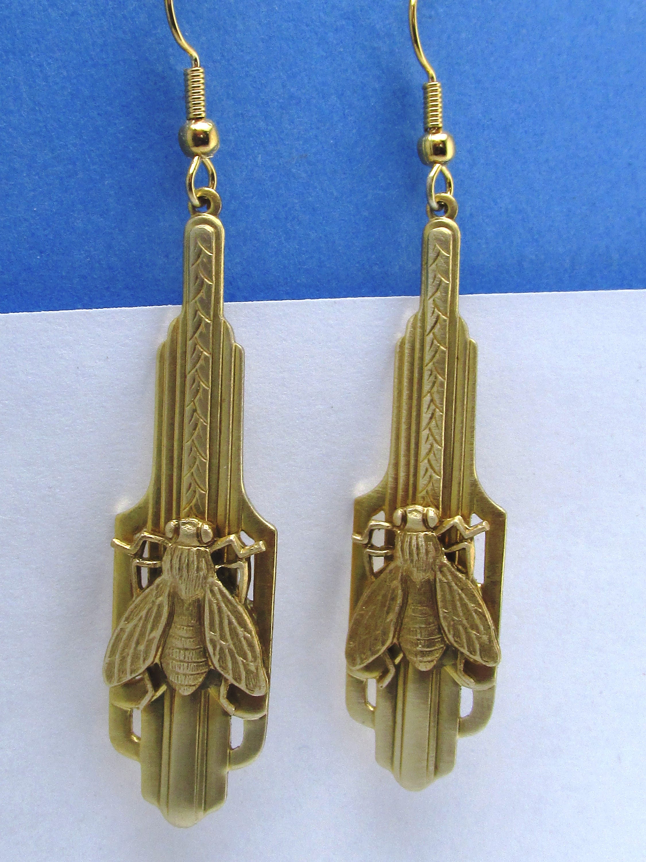 Bee Earrings Long Dangle Filigree Earrings Art Deco Earrings - Etsy