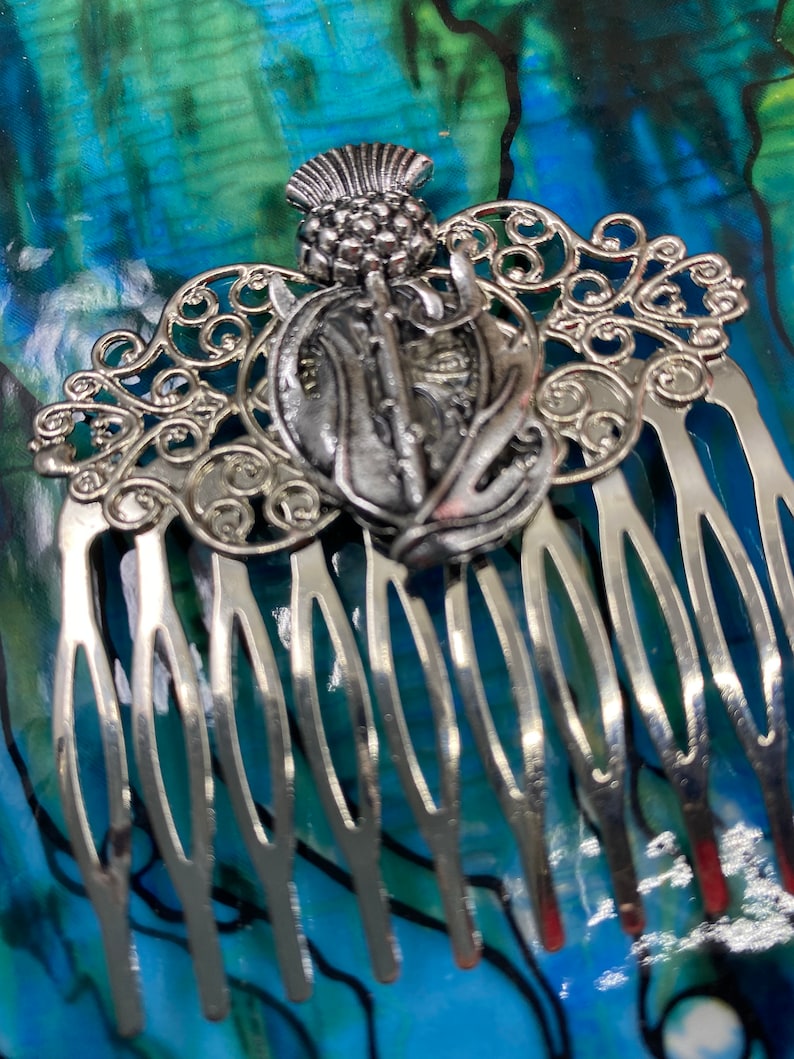Scottish Thistle Hair Comb, Antique Silver Finish, Elegant Hair ...