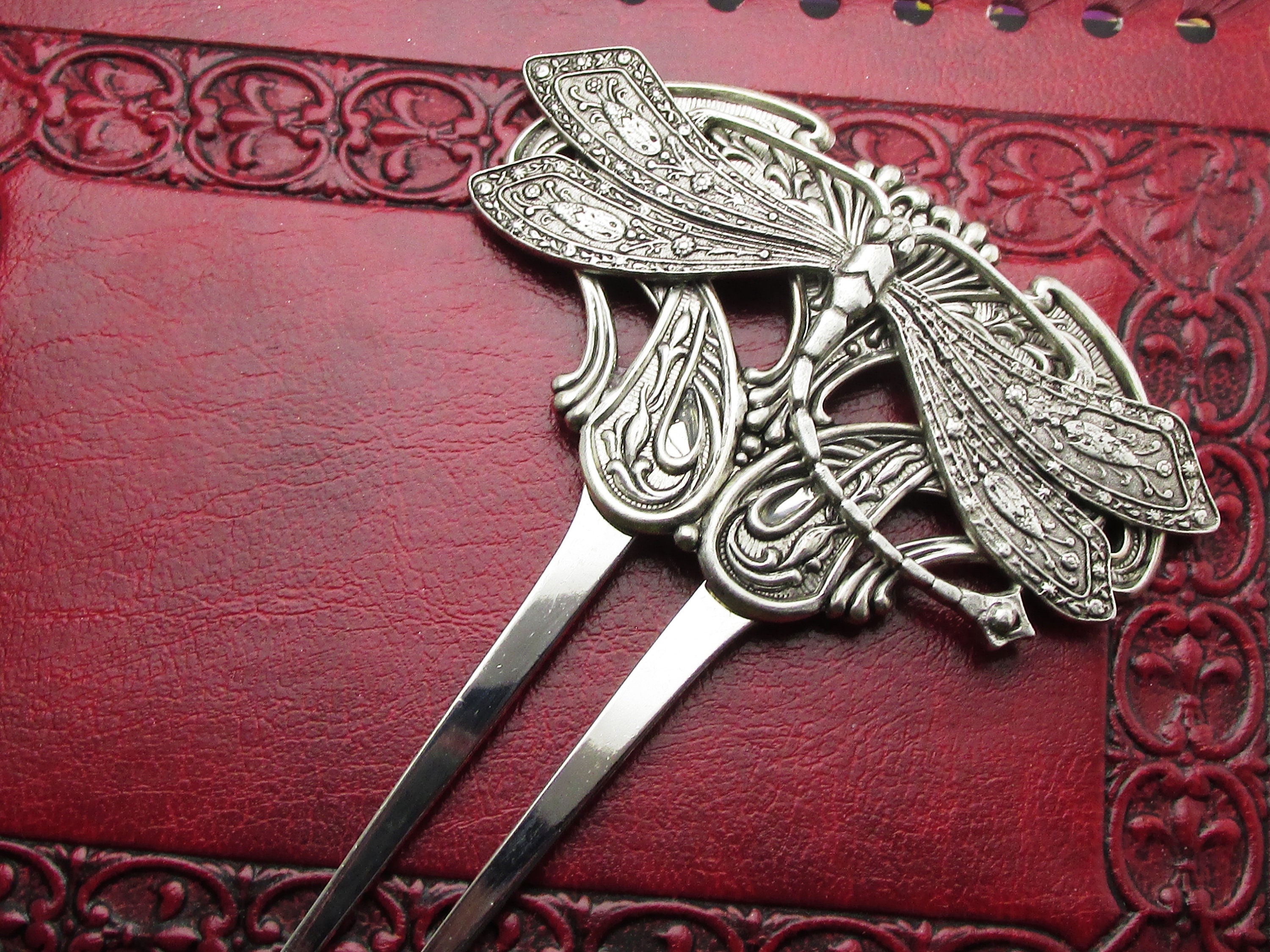 Dragonfly Hair Comb Decorative Hair Combs Large Dragonfly Art Nouveau ...