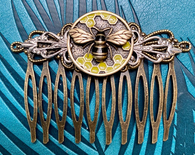 Honey Bee Hair Comb Misty Morning Woodland Bronze Bee Hair Combs Bridal ...