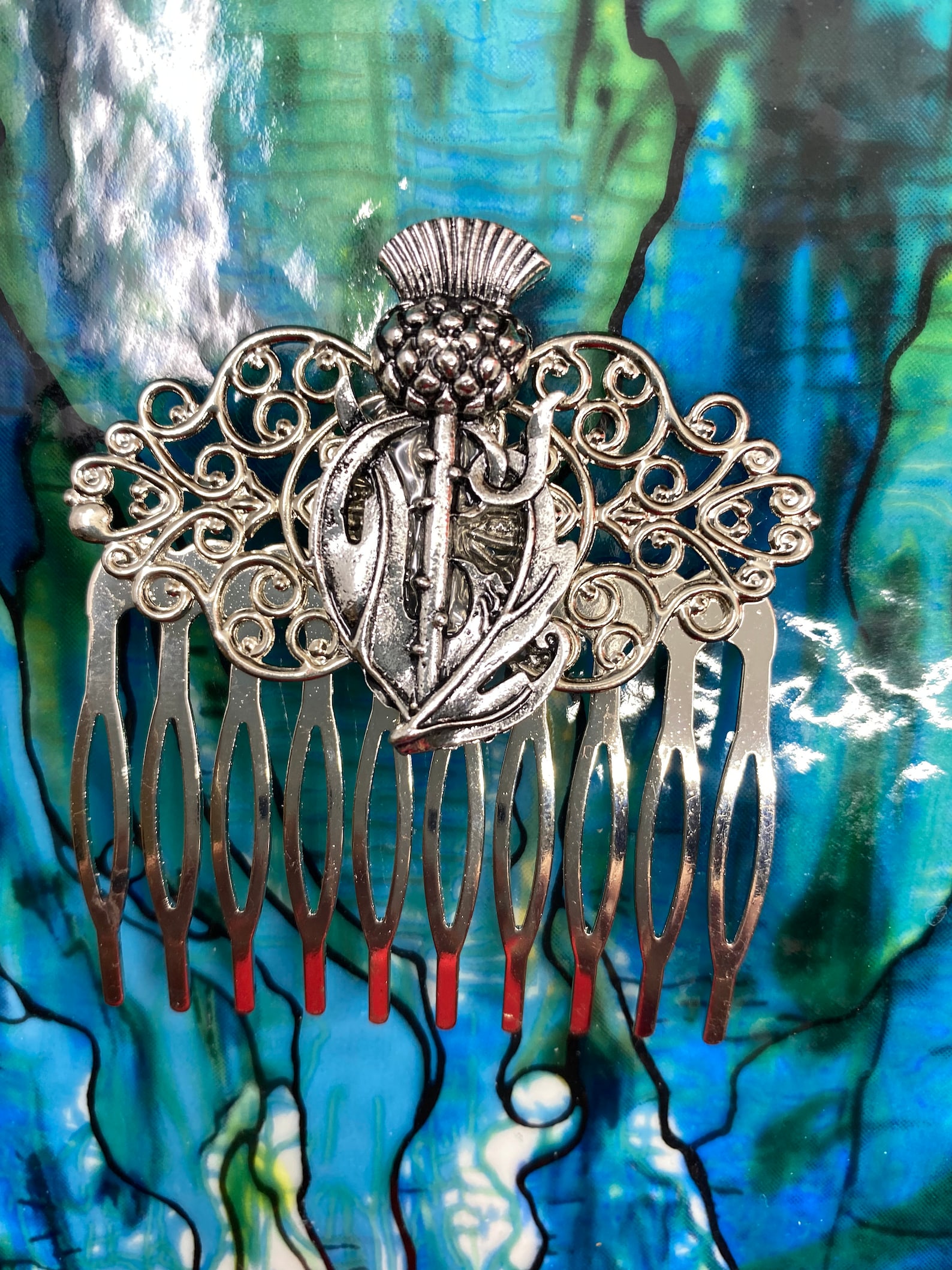 Scottish Thistle Hair Comb, Antique Silver Finish, Elegant Hair ...