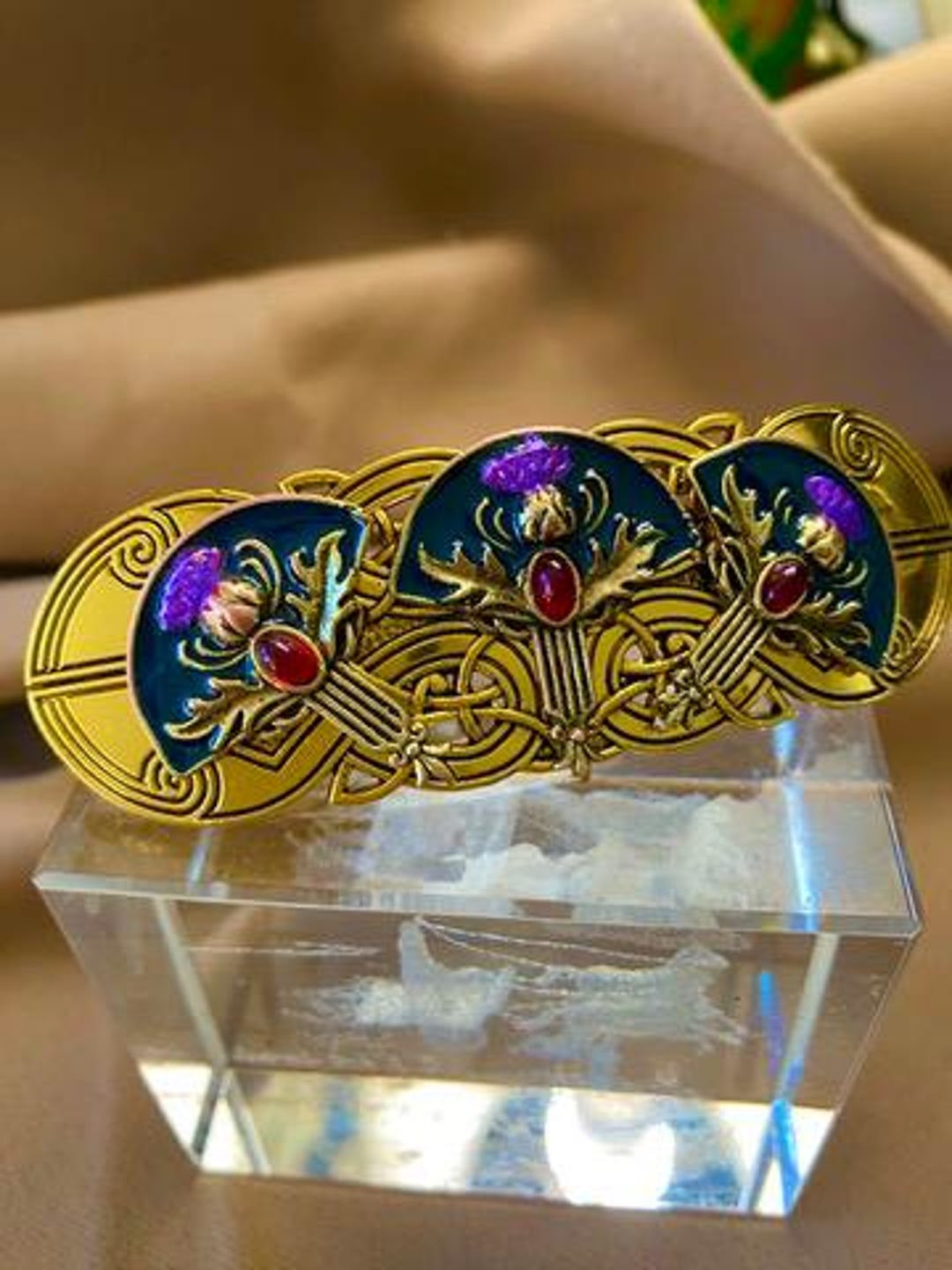 Scottish Thistle Hair Clip: Gold Celtic Knot Barrette - Etsy