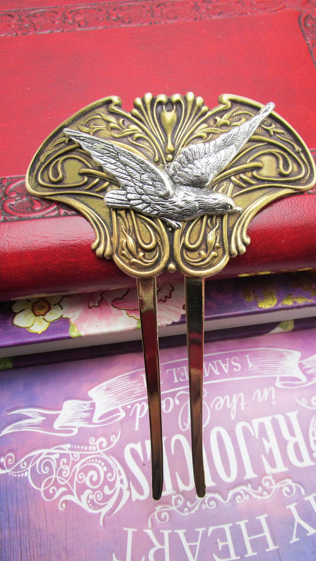 Raven Hair Comb Crow in Flight Hair Comb Silver Hair Combs - Etsy