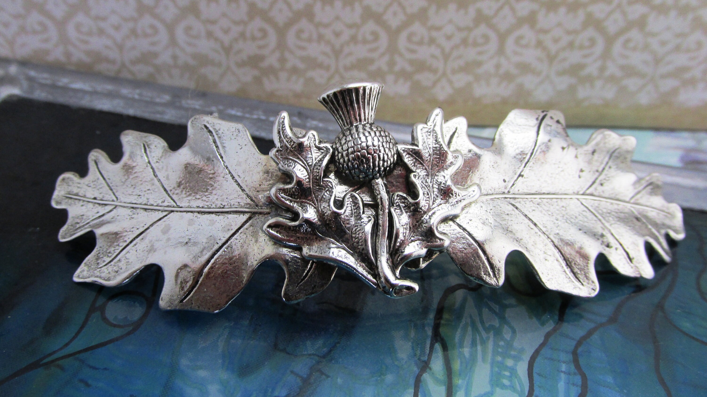 Vintage Scottish Thistle Hair Clip: Silver Art Deco Barrette - Etsy